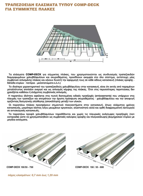 ΤΡΑΠΕΖΟΕΙΔΗ ΕΛΑΣΜΑΤΑ ΤΥΠΟΥ COMP-DECK - Κάμτσης